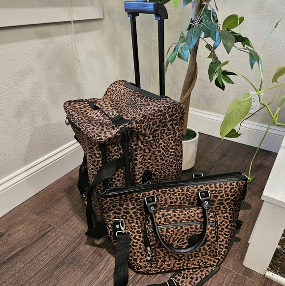 Bags | Leopard Print Luggage Set Carry On Size | Poshmark